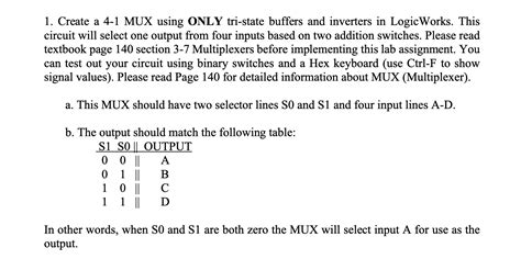 1 Create A 4 1 Mux Using Only Tri State Buffers And