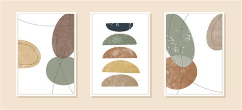 미니멀리스트 기하학적 예술 포스터 세트 원시적 인 모양 요소가있는 현대 디자인 포스터 템플릿 현대 현대 창조적 인 트렌디 한
