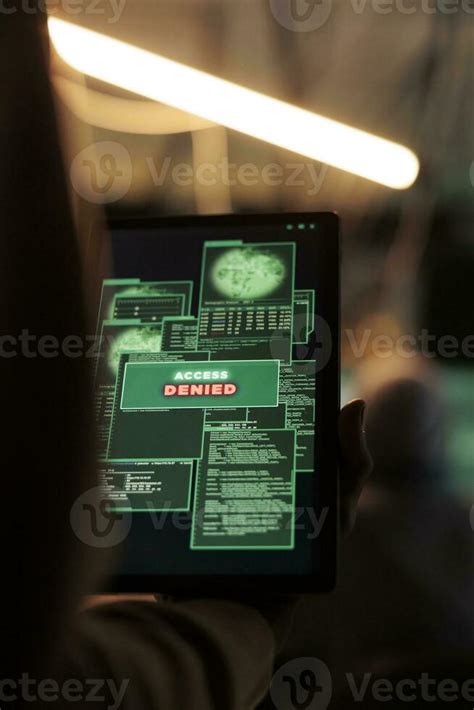 Access Denied Message On Digital Tablet Hacker Failed Database Hacking Unsuccessful Password
