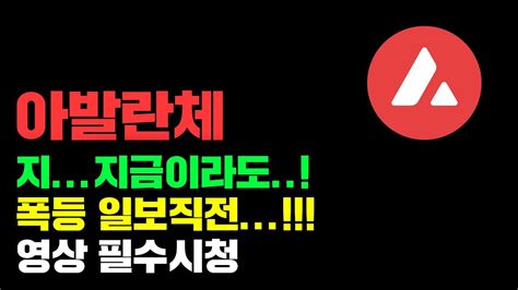 아발란체 긴급 지금이라도 매수 폭등 일보직전이긴함 코인시황 Youtube