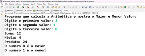 Programa Em Java Que Calcula A Aritmética Menor E Maior Valor R