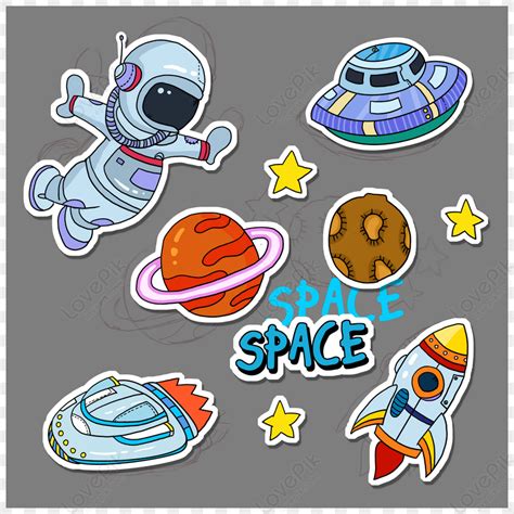 만화 일러스트 손으로 그린 공상 과학 우주 행성 스티커그어진요약 Png 일러스트 무료 다운로드 Lovepik