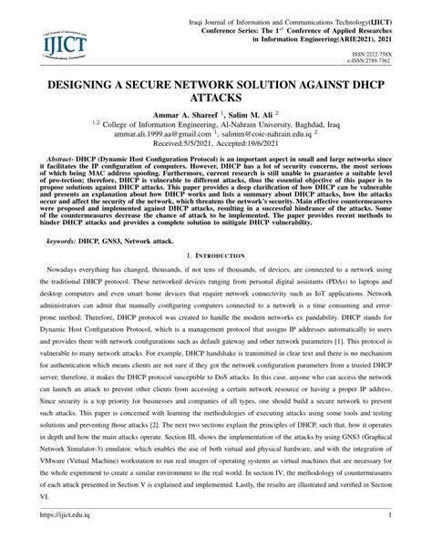 Pdf Designing A Secure Network Solution Against Dhcp Attacks