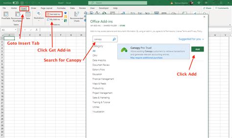 Installing The Excel Add In Canopy