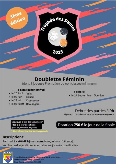 CD PETANQUE 46 - Trophée des Dames 2025