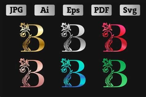 Decorative Letter B In Metallic Colors Graphic By Ahmad Designs Creative Fabrica