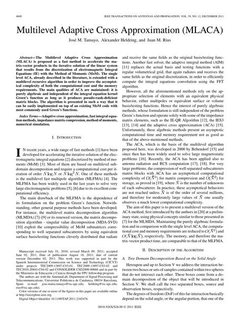 pdf multilevel adaptive cross approximation mlaca