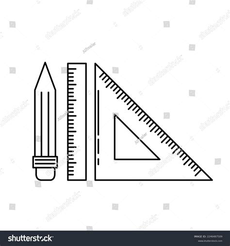 Pencil Ruler Outline Design Vector Illustration Stock Vector Royalty Free 2246487509