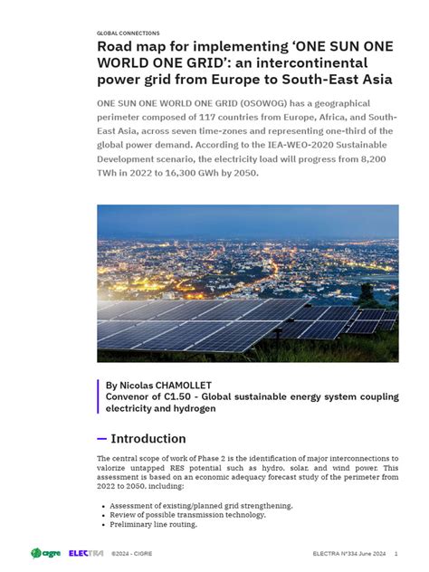 electra 334 road map for implementing one sun one world one grid an