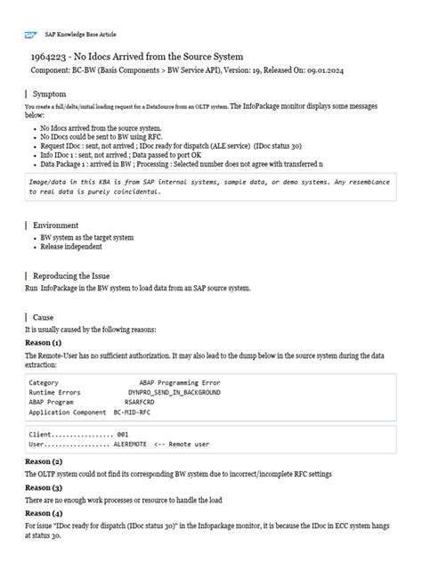 No Idocs Arrived From The Source System Pdf Computer Engineering Systems Architecture