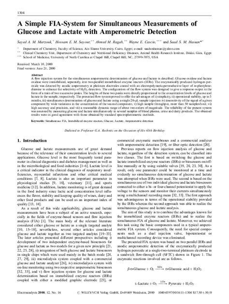 Pdf A Simple Fia System For Simultaneous Measurements Of Glucose And