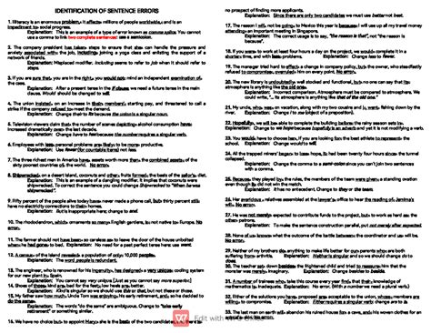 Identification Of Sentence Errors Identification Of Sentence Errors