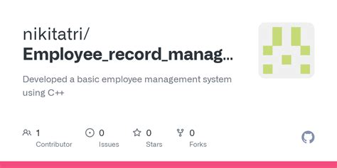 Github Nikitatriemployeerecordmanagementsystem Developed A Basic