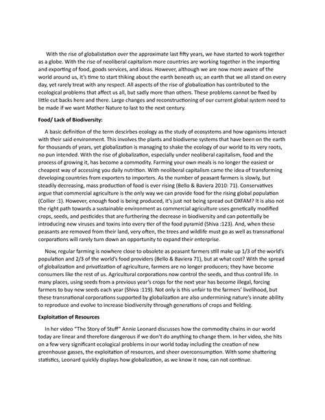 Ecological Problems Of Globalization With The Rise Of Globalistation