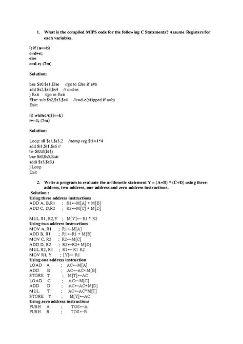 Part C Solution Home Bbc Bbc Enn What Is The Compiled Mips Code For