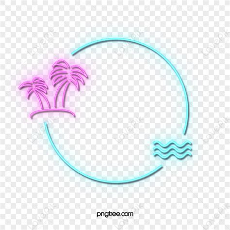 컬러 네온 사인 효과 일러스트 해변 요소네온 불빛램프 튜브 Png 일러스트 무료 다운로드 Lovepik
