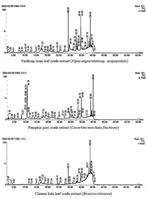 Gc Ms Chromatogram Of Ethanolic Extracts Of Yard Long Bean Leaf