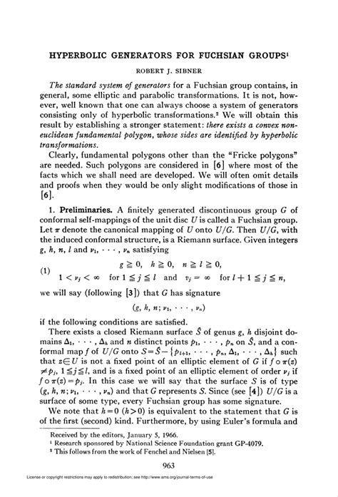 Pdf Hyperbolic Generators For Fuchsian Groups