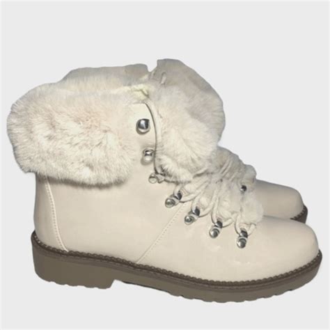 Sprit Shoes Esprit Ivory Winter White Faux Fur Leather Boots Poshmark