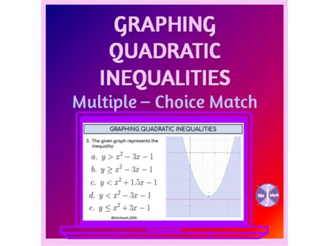 Graphing Quadratic Inequalities Multiple Choice And Matching Activity Teaching Resources