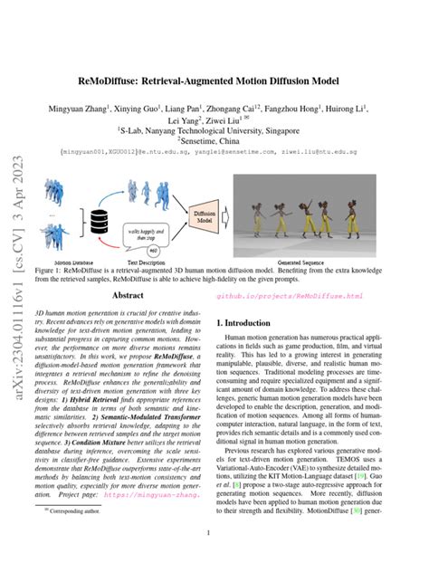 Remodiffuse Retrieval Augmented Motion Diffusion Model Pdf