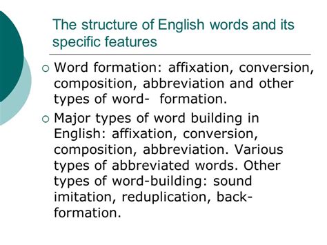 Word Formation Why Study Word Formation Processes Questions What