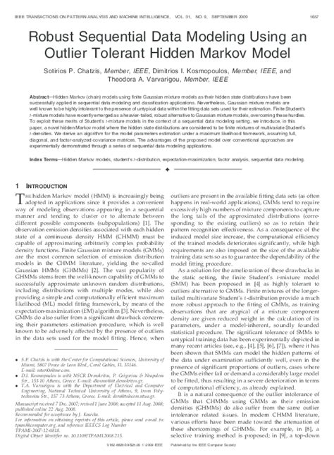 Pdf Robust Sequential Data Modeling Using An Outlier Tolerant Hidden