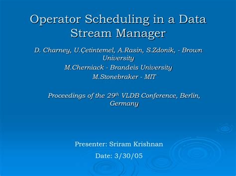 ppt operator scheduling in a data stream manager powerpoint