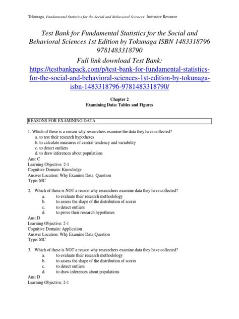 Fundamental Statistics For The Social And Behavioral Sciences 1st