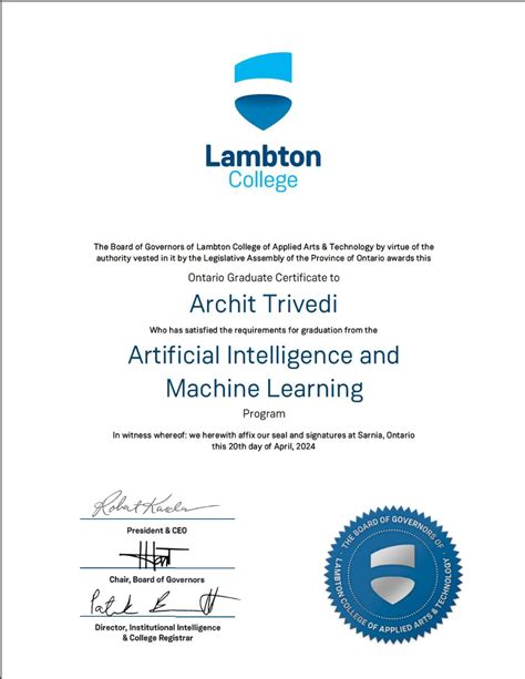 Archit Trivedi On Linkedin Artificialintelligence Machinelearning Lambtoncollege Ai Ml