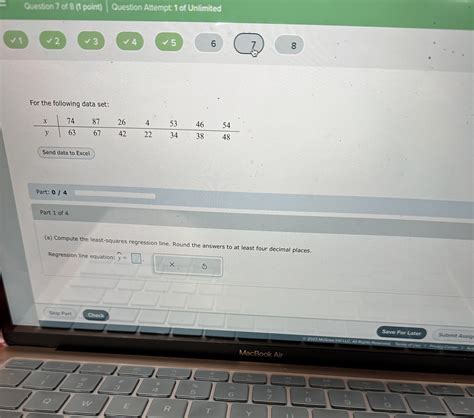 Solved For The Following Data Set Part 0 4 Part 1 Of 4 A