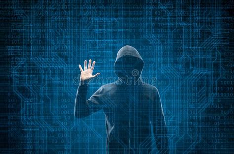 Wanted Hacker Is Coding Virus Ransomware Using Abstract Binary Code Cyberattack System