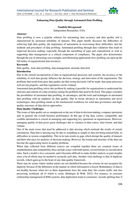 (PDF) Enhancing Data Quality through Automated Data Profiling