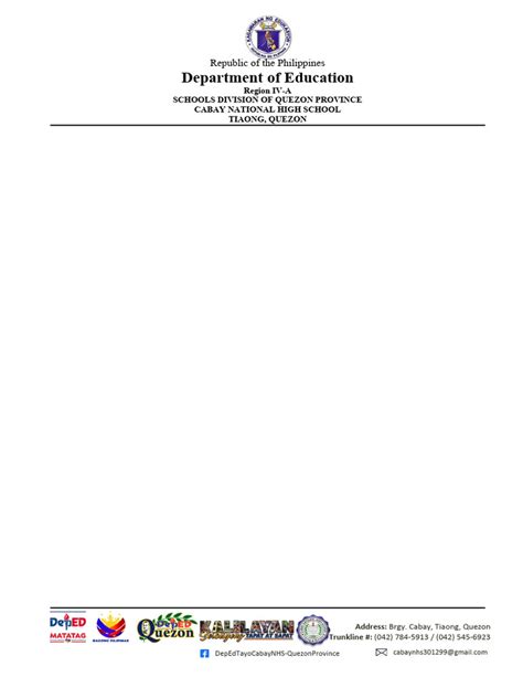School Letterhead Deped Matatag Kalilayanbagong Pilipinas Logo Pdf