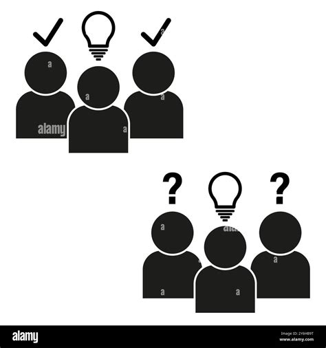 Idea Generation Icon Teamwork Solution Symbol Group Question Marks Vector Decision Graphic