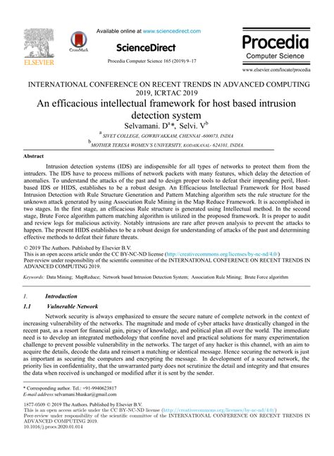 Pdf An Efficacious Intellectual Framework For Host Based Intrusion