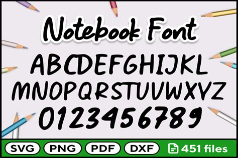 Notebook Font Svg Png Pdf Dxf Graphic By Fromporto · Creative Fabrica