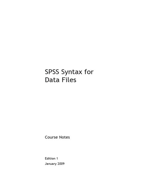 Spss Syntax For Data Files Pdf Spss Variable Computer Science