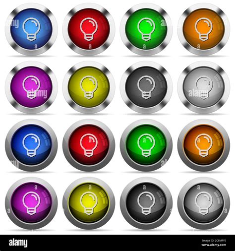 Set Of Light Bulb Glossy Web Buttons Arranged Layer Structure Stock