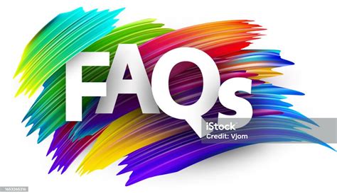 Faq 흰색 위에 다채로운 스펙트럼 페인트 브러시 스트로크가 있는 종이 단어 기호 질의응답에 대한 스톡 벡터 아트 및 기타 이미지 질의응답 수채화 0명 Istock