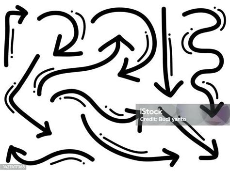 손으로 그린 화살표 컬렉션 다양한 방향의 화살표 아이콘입니다 낙서 벡터 디자인 요소 개체 그룹에 대한 스톡 벡터 아트 및 기타 이미지 개체 그룹 곡선 그리기 Istock