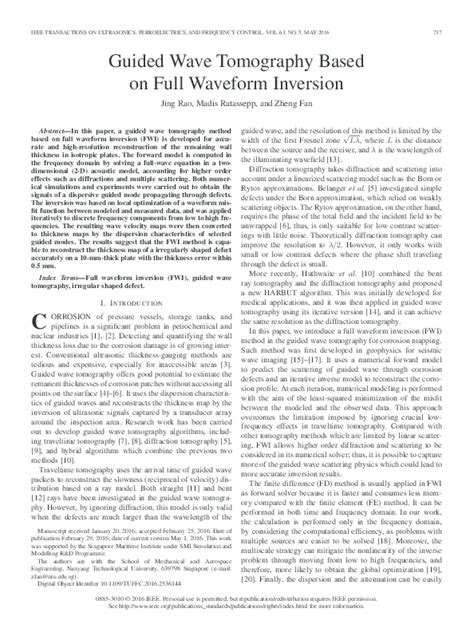 Pdf Guided Wave Tomography Based On Full Waveform Inversion