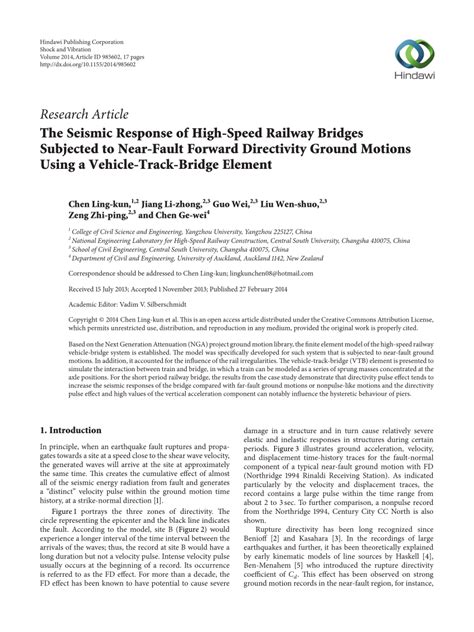 Pdf The Seismic Response Of High Speed Railway Bridges Subjected To Near Fault Forward