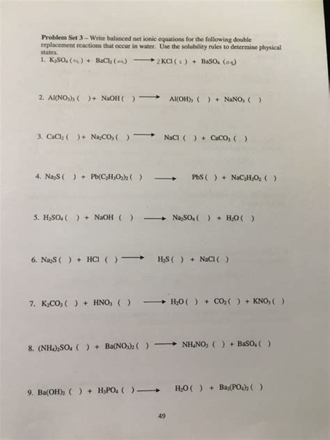 Solved Write Balanced Net Ionic Equations For The Following Chegg