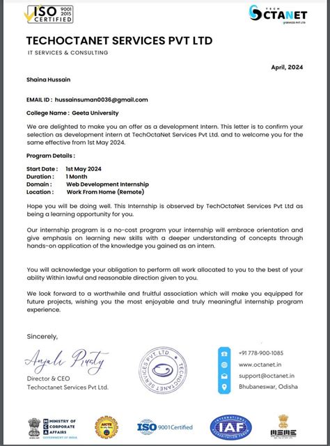 Shaina Hussain On Linkedin Webdevelopment Internship Octanet Newbeginnings Excited