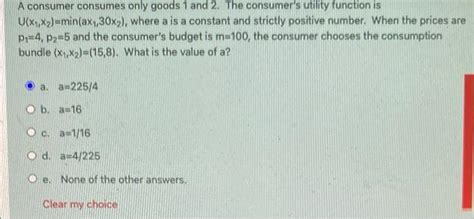 Solved A Consumer Consumes Only Goods 1 And 2 The