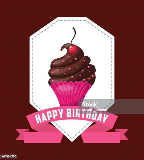 컵 케 익 아이콘입니다 행복 한 생일 디자인입니다 벡터 그래픽 0명에 대한 스톡 벡터 아트 및 기타 이미지 0명 1
