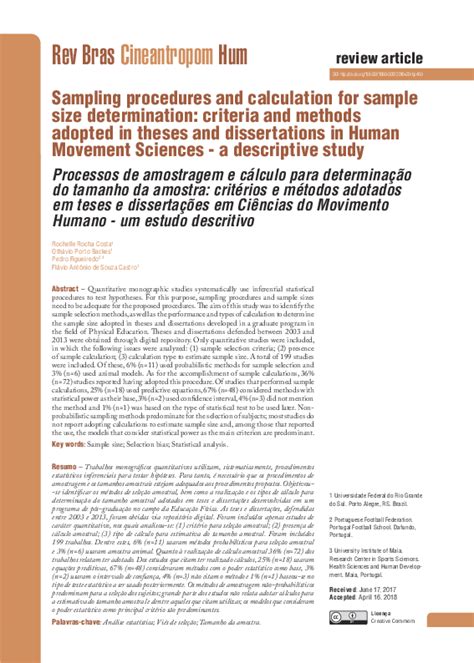 Pdf Sampling Procedures And Calculation For Sample Size Determination