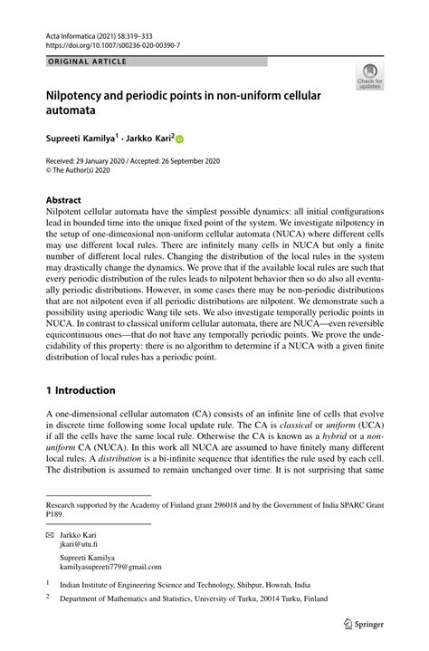 Pdf Nilpotency And Periodic Points In Non Uniform Cellular Automata