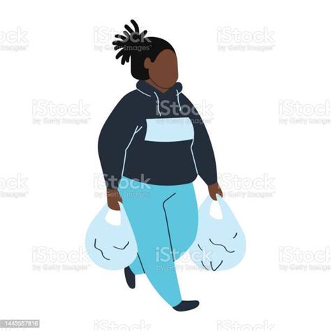 만족한 고객 소녀는 쇼핑을 간다 흰색에 고립 행복한 고객 아이 스토어 디자인 플랫 스타일 벡터 일러스트 가방에 대한 스톡 벡터